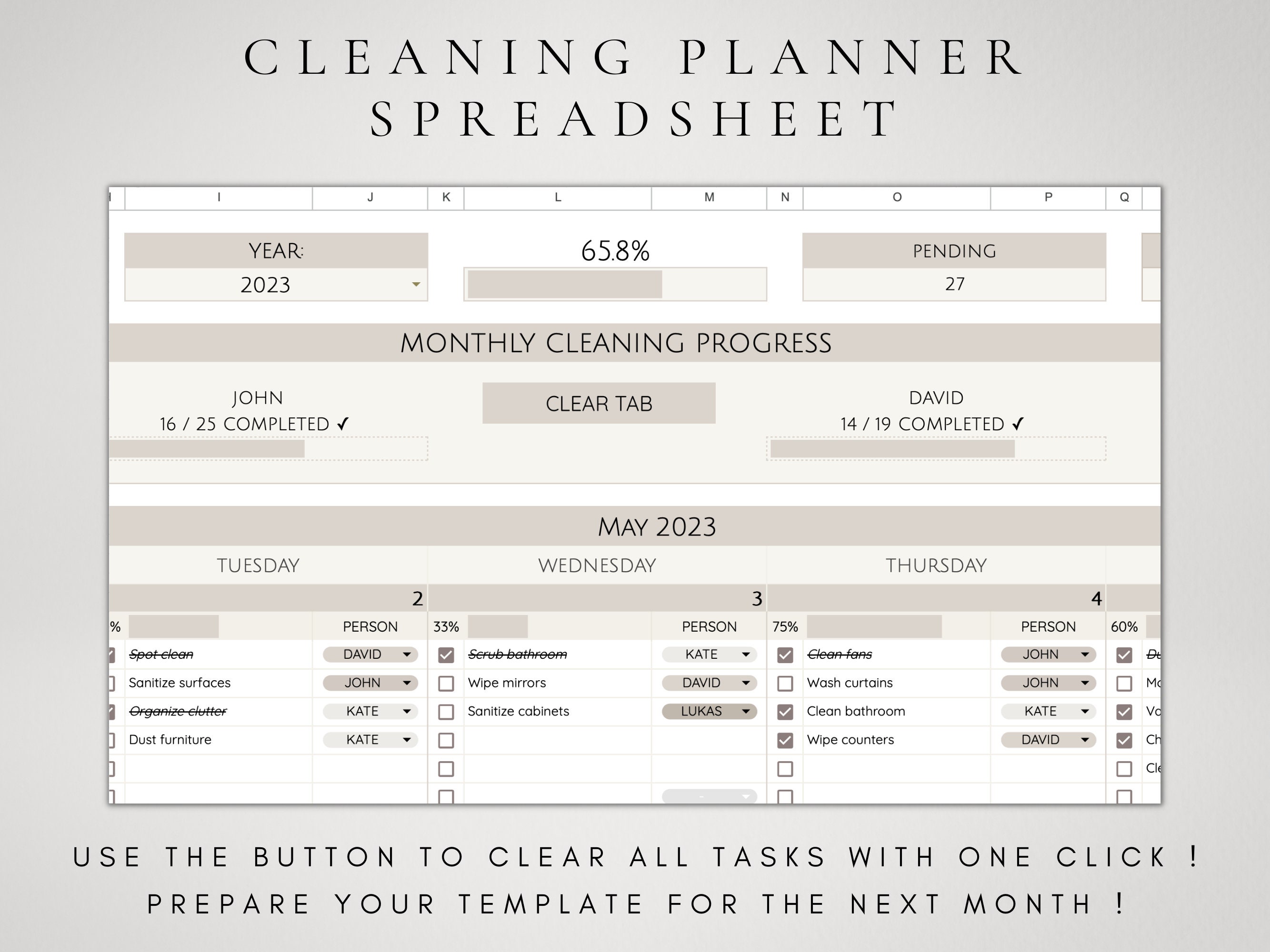 Cleaning Checklist Spreadsheet Template Google Sheets - Etsy