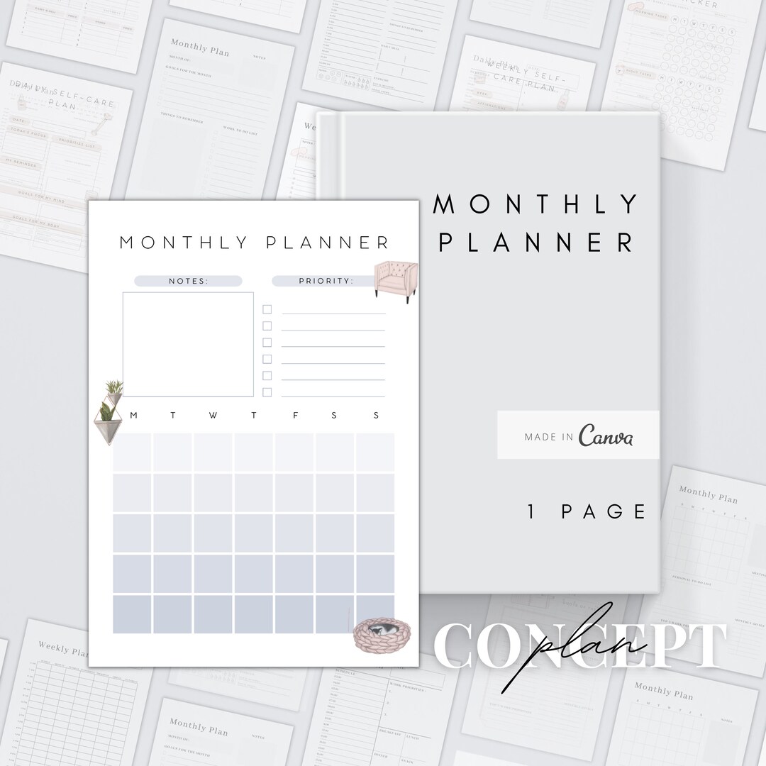 2026 Monthly Planner Printable | Editable Canva Monthly Calendar ...