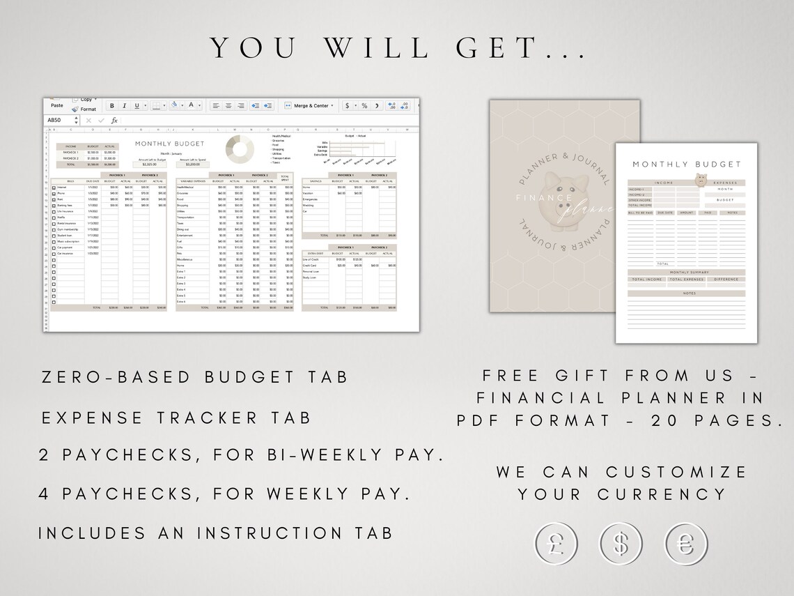 Zero-based Budget Excel Template Monthly Budget Template - Etsy