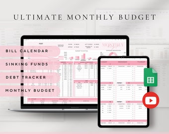 Annual & Monthly Budget Planner, Google Sheet Spreadsheet, Personal ...