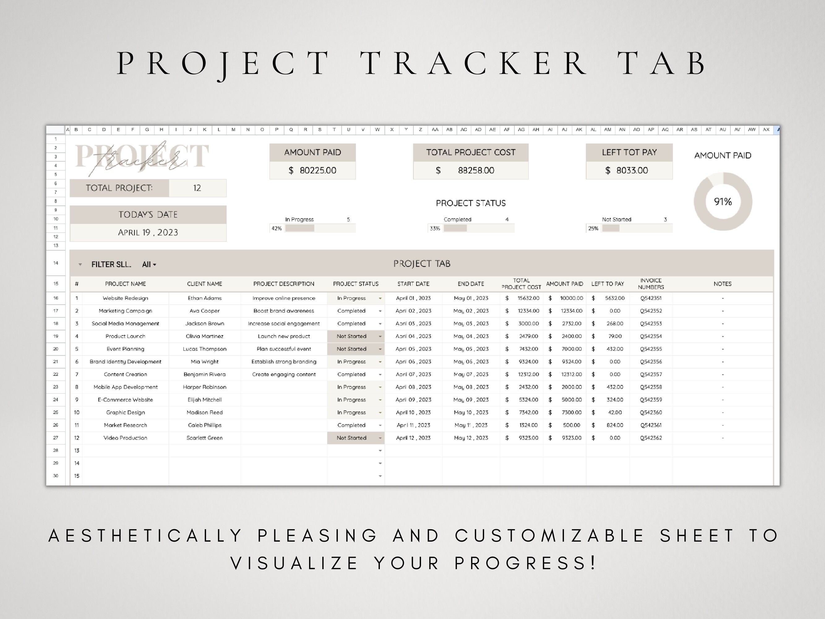 Client Tracker Google Sheets Template | Client Management Spreadsheet ...