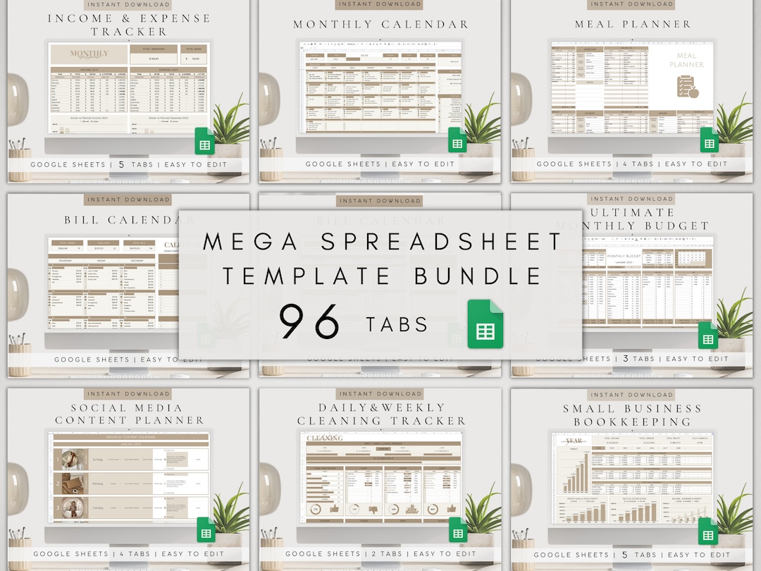 Spreadsheet Template Bundle | Digital Planner Google Sheet | Digital ...