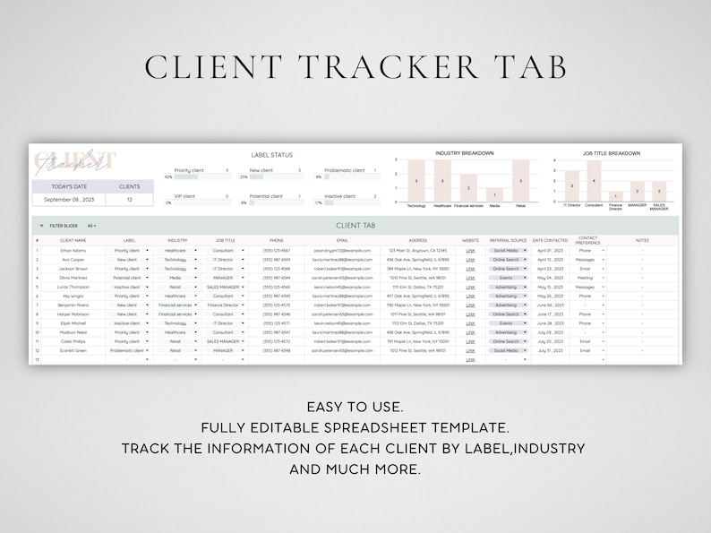 Client Tracker Spreadsheet Invoice Template for Small Business Client ...