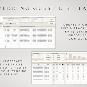 Wedding Seating Chart & Guest List Template Google Sheets | RSVP ...