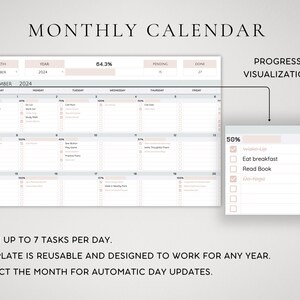 Monthly Calendar Spreadsheet Template Google Sheets (Download Now) - Etsy