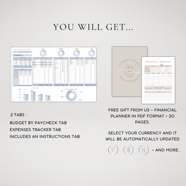 Editable Budget by Paycheck Spreadsheet, Expense & Debt Tracker ...