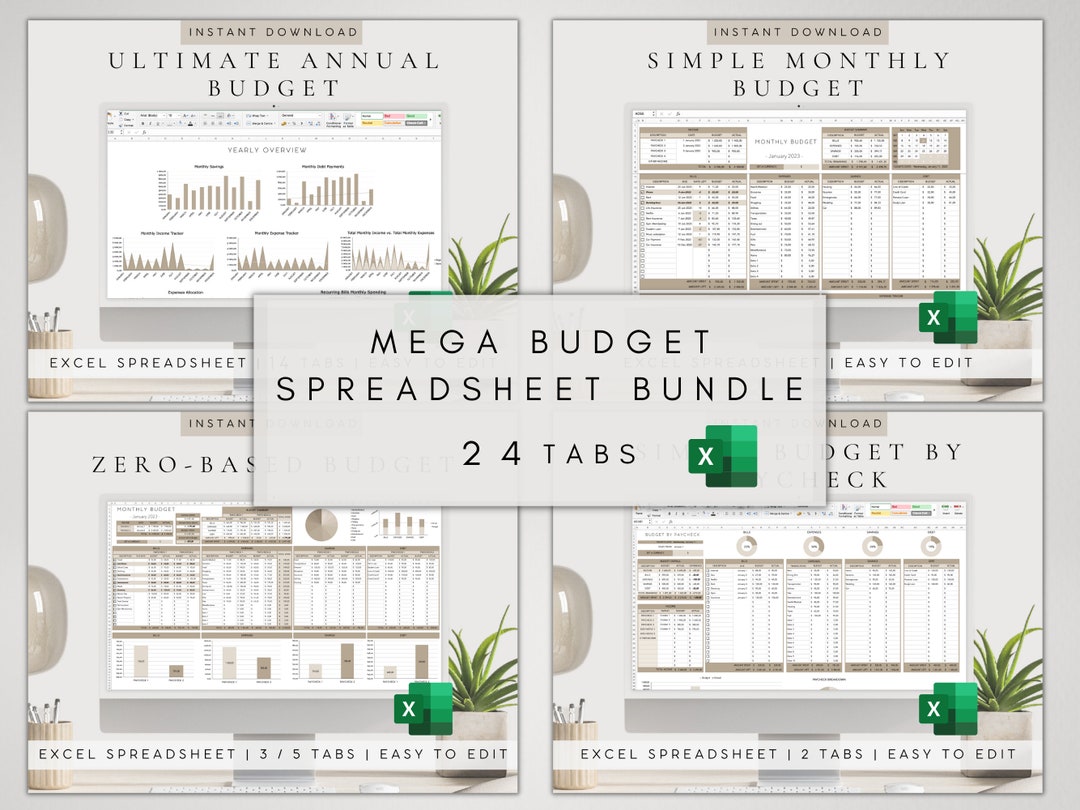Excel Budget Template Spreadsheet Bundle | Monthly Budget Excel ...