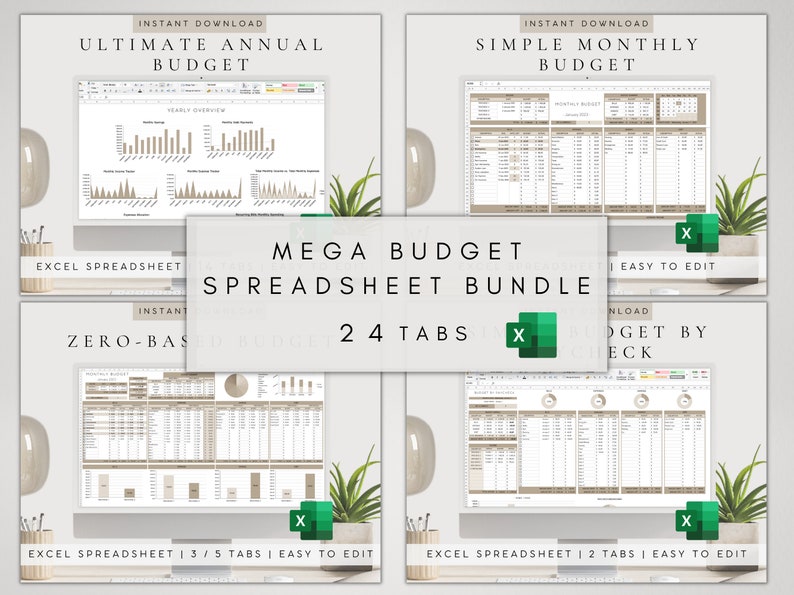 Excel Budget Template Spreadsheet Bundle Monthly Budget - Etsy