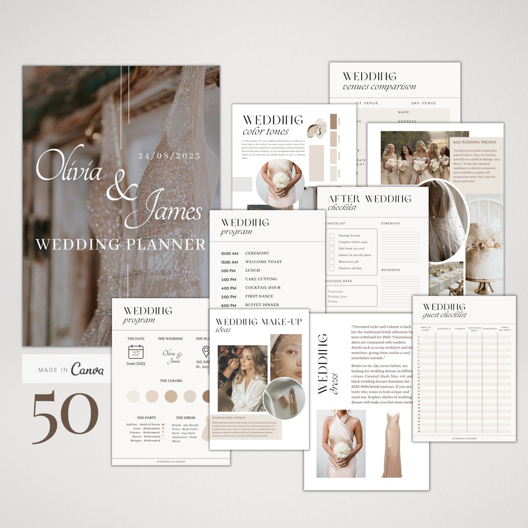 Wedding Itinerary Template | Printable & Editable CANVA Wedding Journal ...