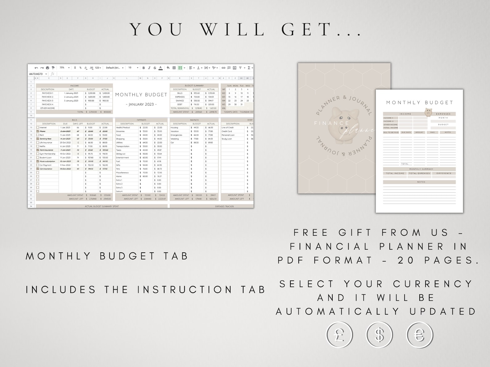 Simple Monthly Budget Spreadsheet Google Sheet Budget - Etsy