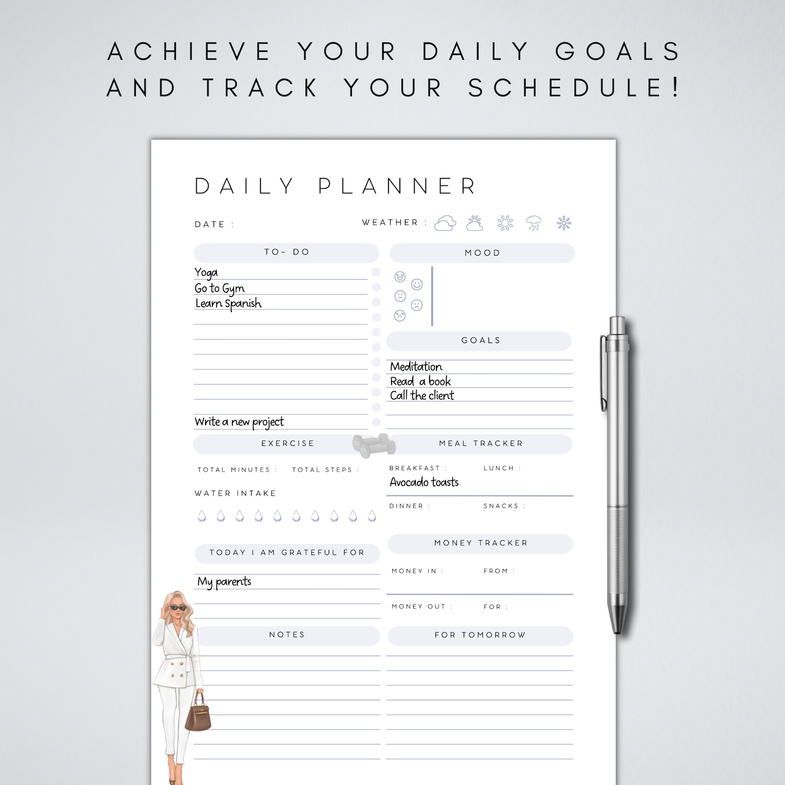 Daily Planner Printable | Editable to Do List | Todays Plan Canva ...
