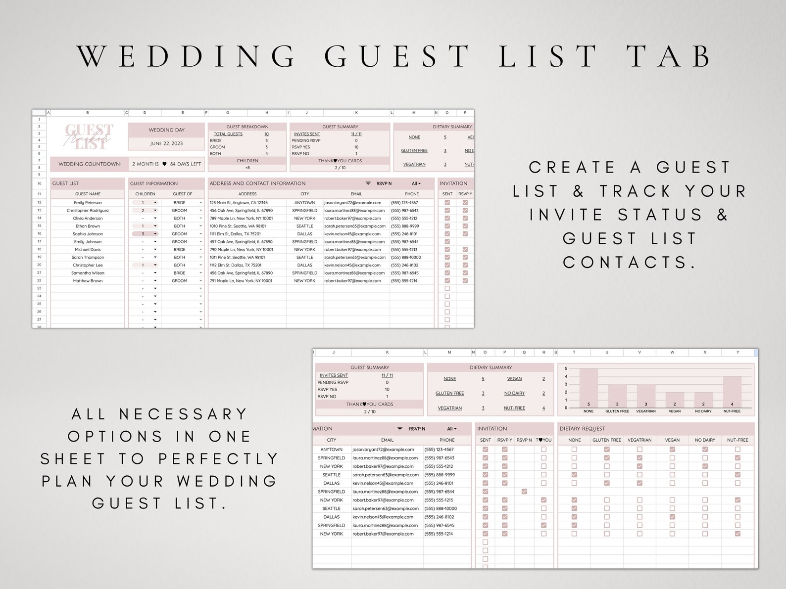 Wedding Guest Spreadsheet | Wedding Guests Tracker | RSVP Tracker Guest ...