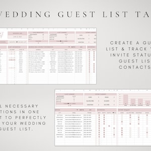 Wedding Guest Spreadsheet | Wedding Guests Tracker | RSVP Tracker Guest ...