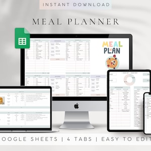 Weekly Meal Planner and Grocery List | Meal Planner Spreadsheet Google ...