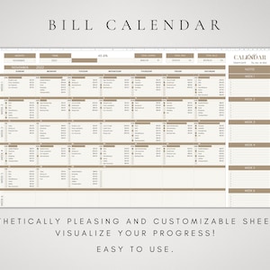 Bill Tracker Calendar Google Sheets | Monthly Bill Planner Spreadsheet ...