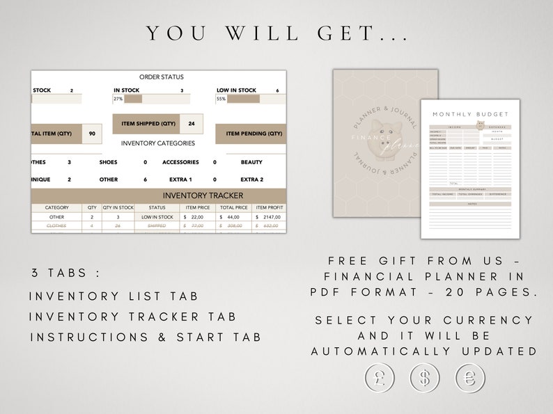 Inventory Tracker Sheet Excel Digital Inventory Management - Etsy