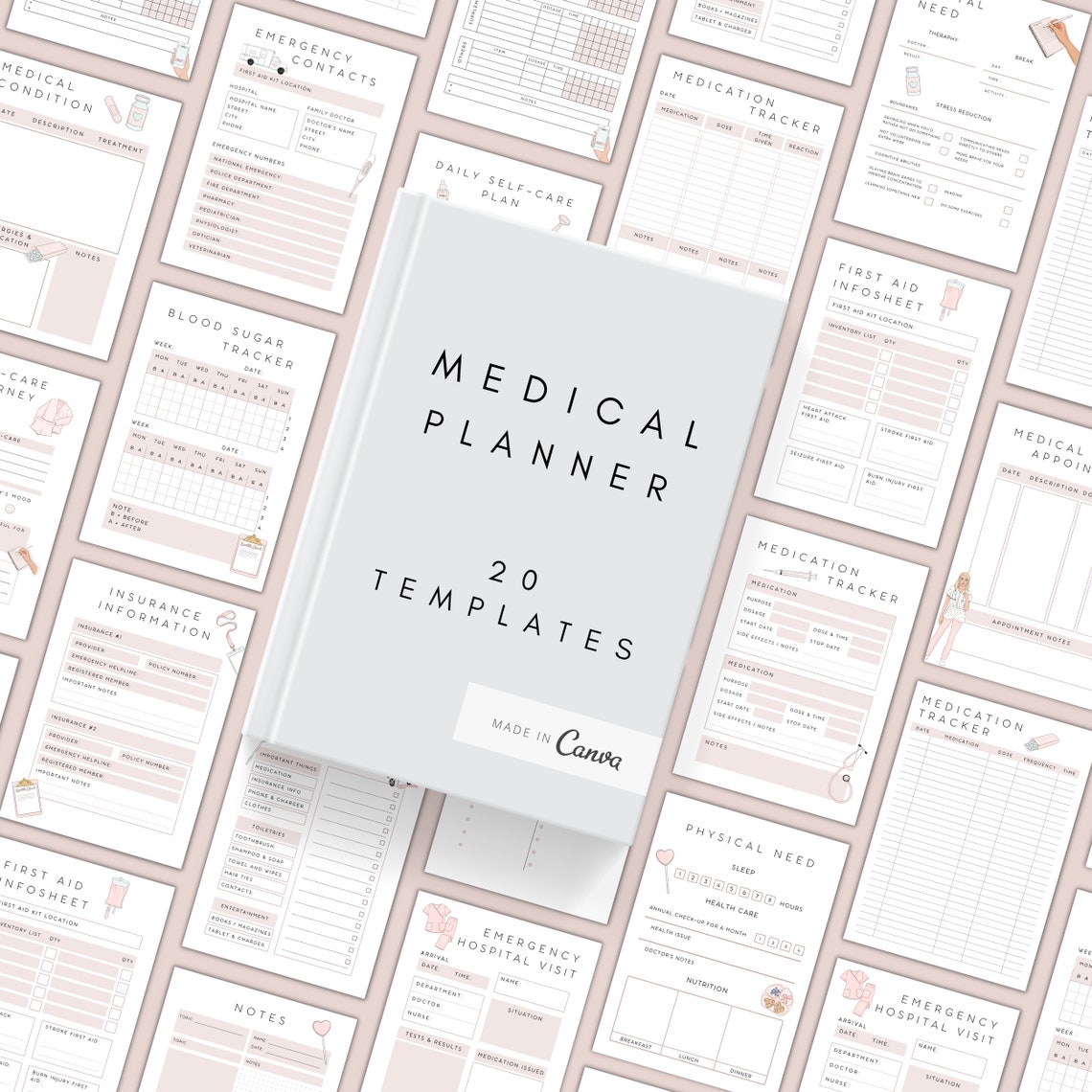 Digital Medical Planner Template | Healthcare Planner | Health Planner ...
