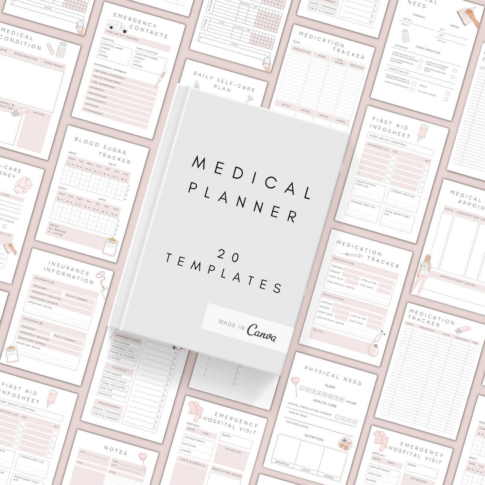 Digital Medical Planner Template | Healthcare Planner | Health Planner ...
