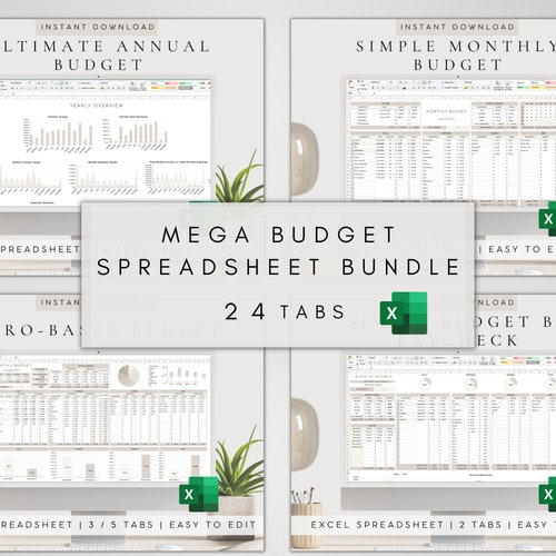 Excel Budget Template Spreadsheet Bundle Monthly Budget - Etsy