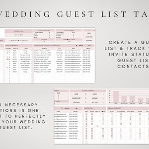 Wedding Planning Spreadsheet Google Sheets | Guest List Tracker ...