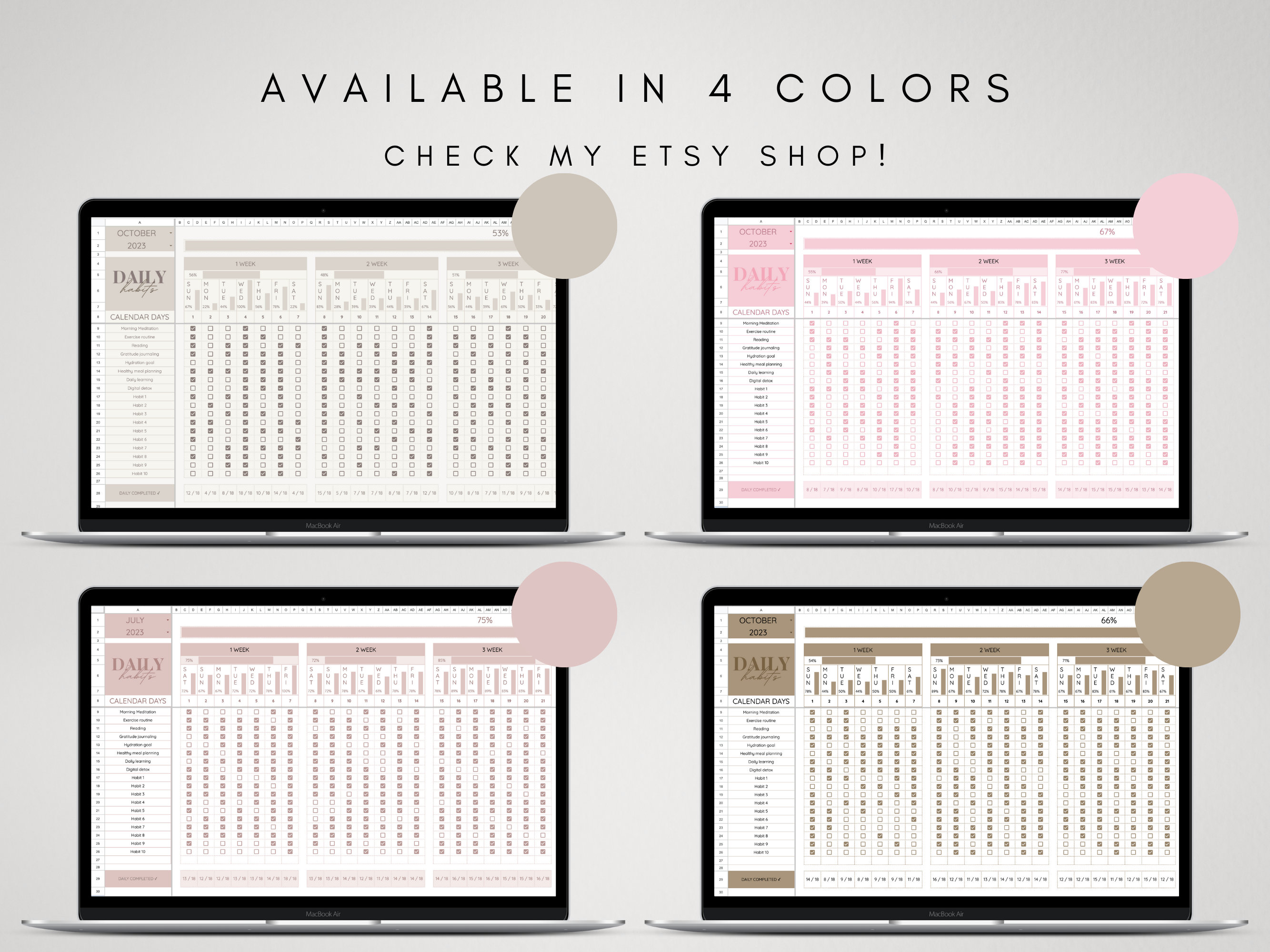 Pink Habit Tracker Spreadsheet Template| Productivity Tracker for ...