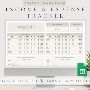 Income and Expense Tracker Google Sheets | Monthly Budget Spreadsheet ...