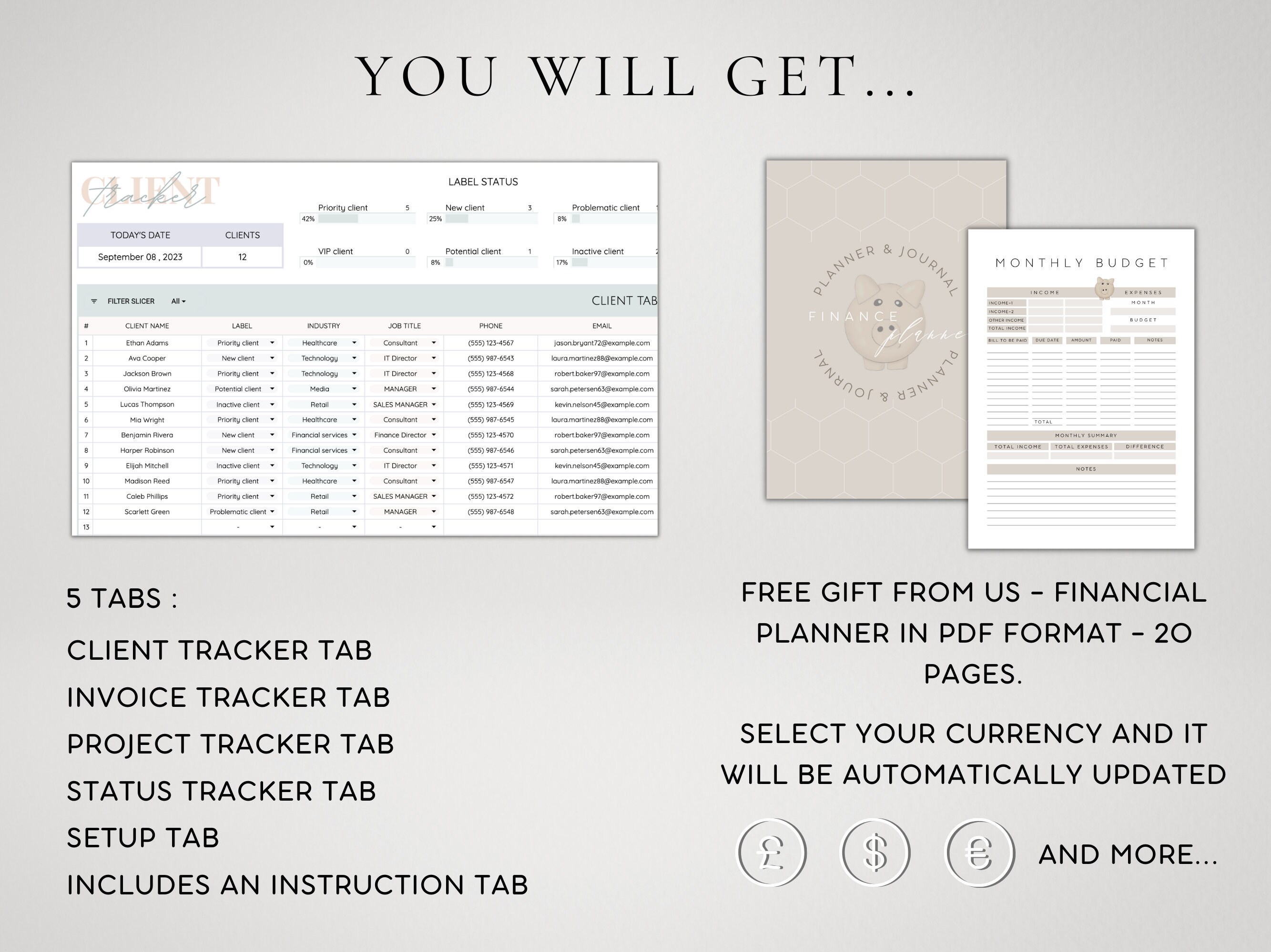Client Tracker Spreadsheet Invoice Template for Small Business Client ...