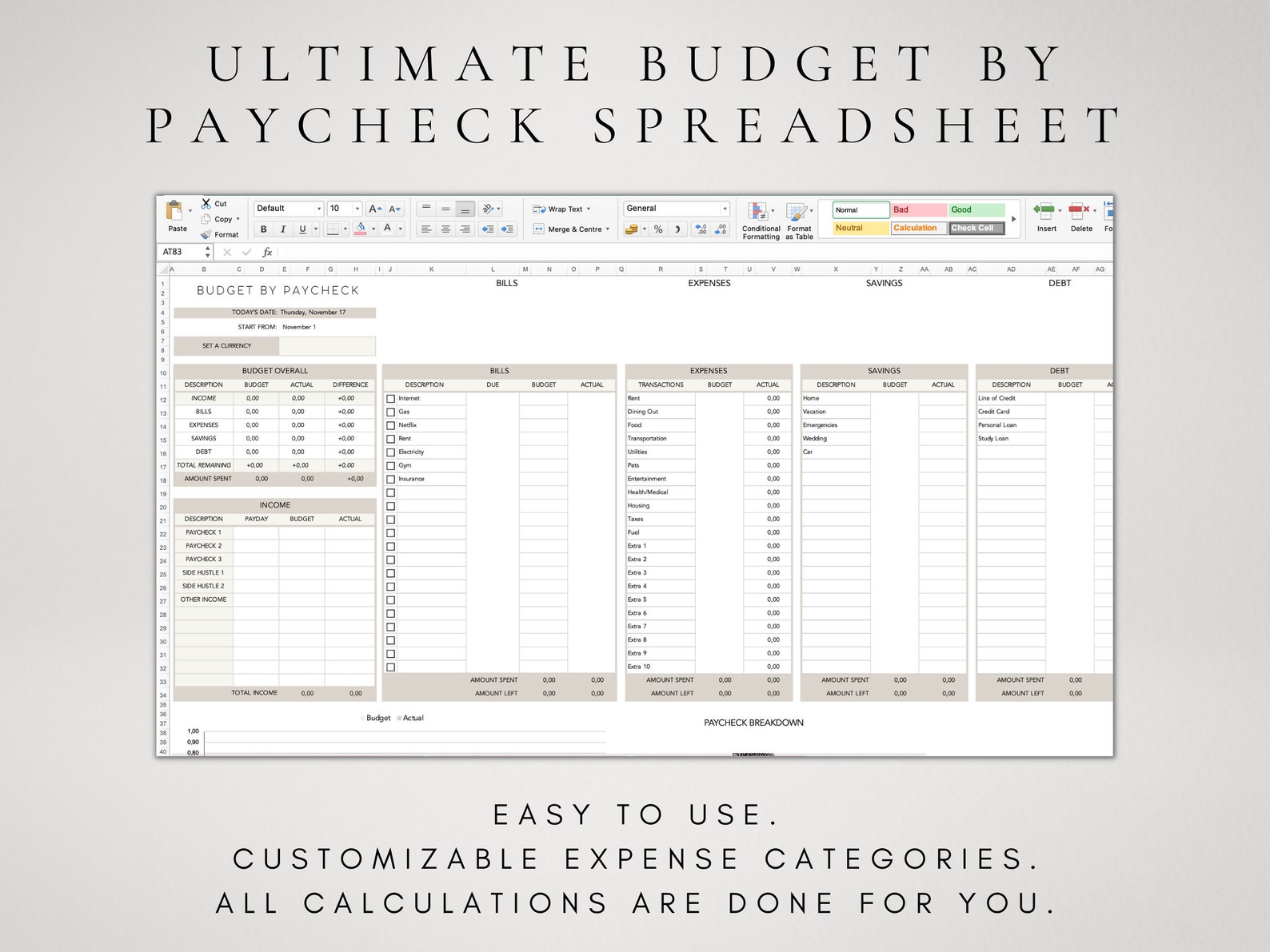 Ultimate Budget Paycheck Spreadsheet Monthly Budget Excel - Etsy Ultimate Budget Paycheck Spreadsheet Monthly Budget Excel - Etsy