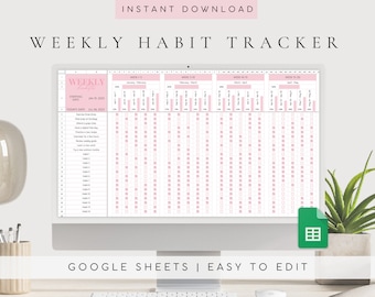 Habit Tracker Google Sheets Habit Spreadsheet Daily Weekly - Etsy