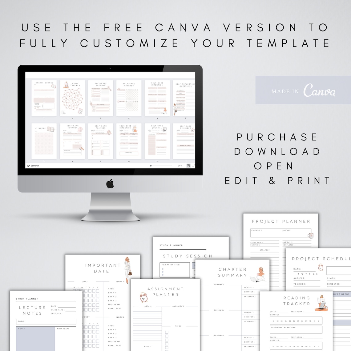 Student Planner Printable Editable Canva Academic Planner - Etsy