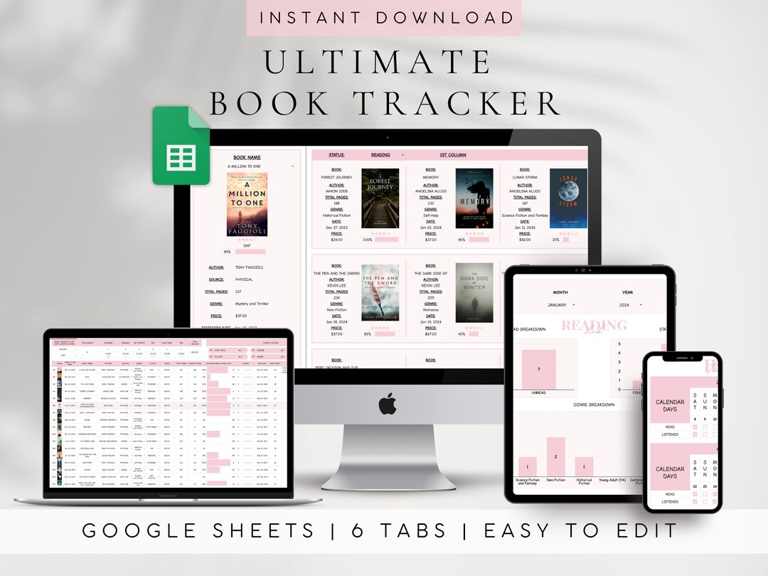 Track Your Reading Progress | Digital Reading Tracker Spreadsheet for ...