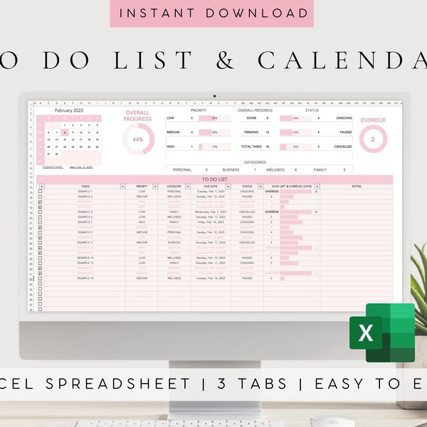 To Do List Excel - Etsy