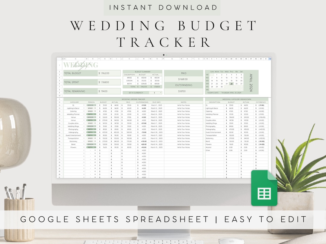Digital Wedding Budget Tracker | Wedding Expense Tracker | Finance ...