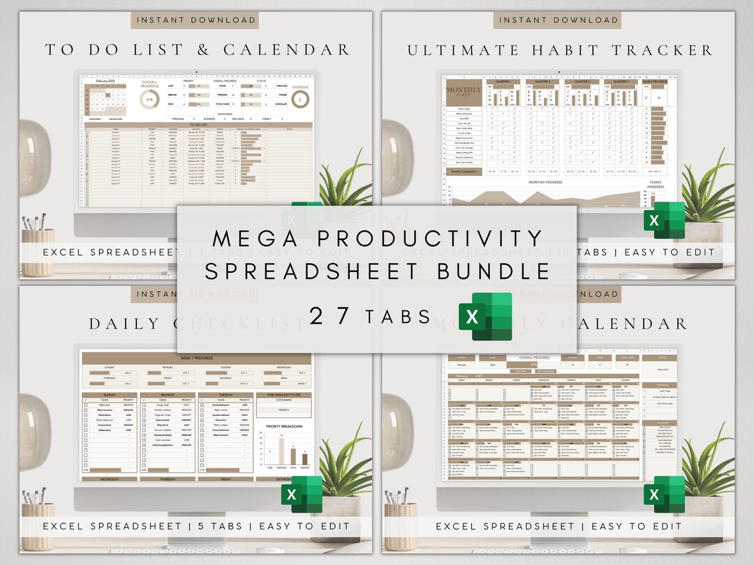 To Do List Template | Productivity Planner | Habit Tracker Excel ...