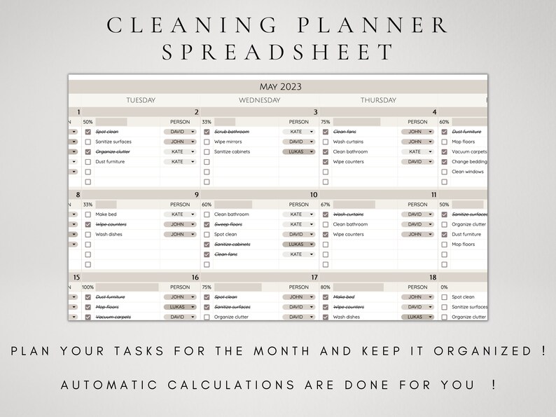Cleaning Checklist Spreadsheet Template Google Sheets - Etsy