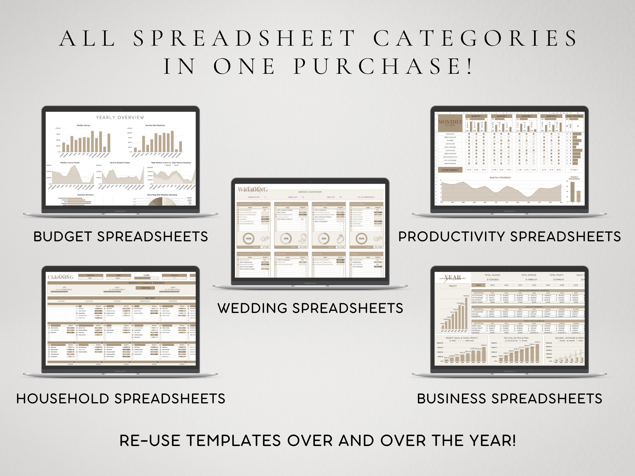 Spreadsheet Template Bundle | Digital Planner Google Sheet | Digital ...