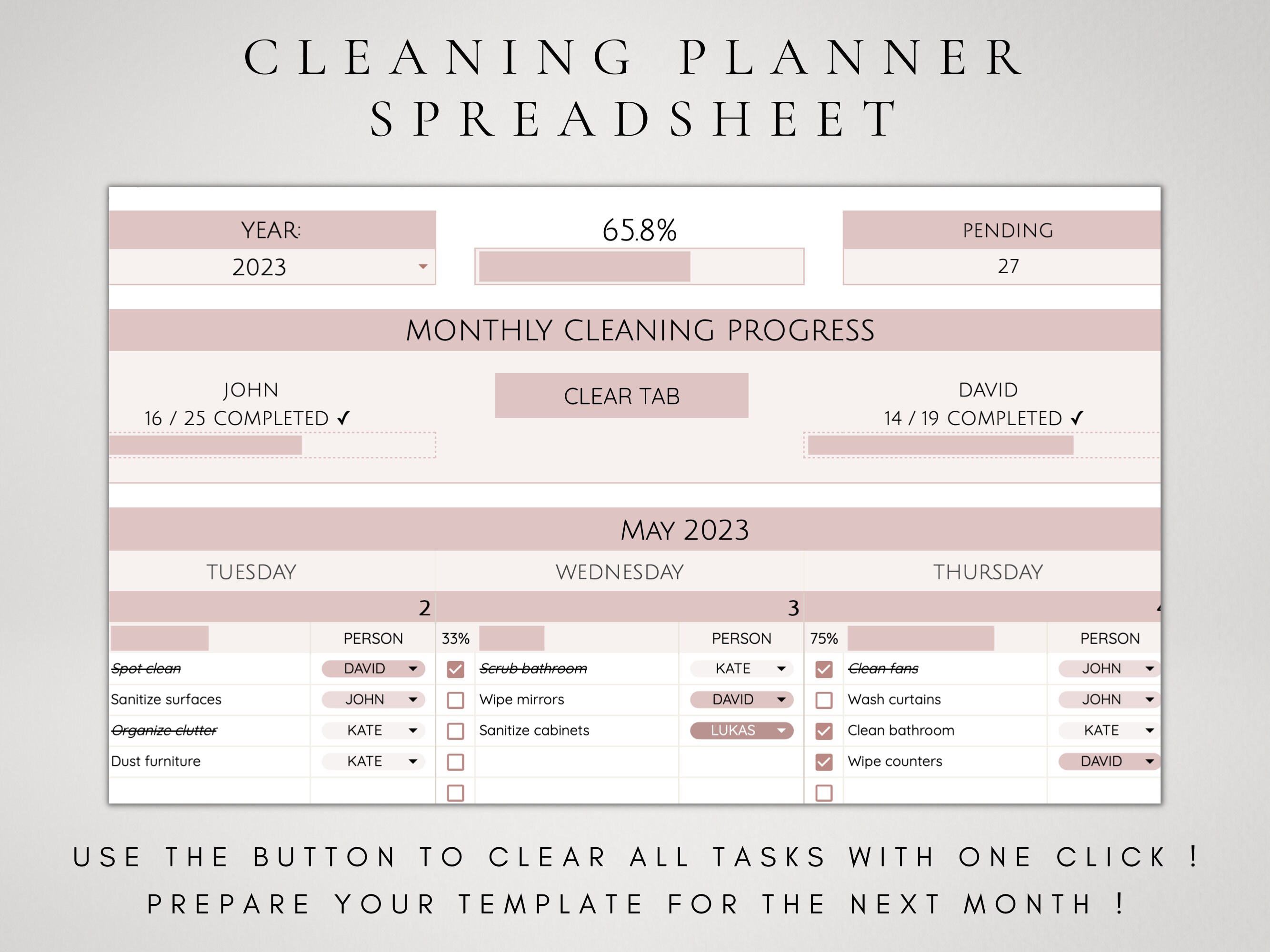 Digital Cleaning Schedule Spreadsheet Template Google Sheets - Etsy