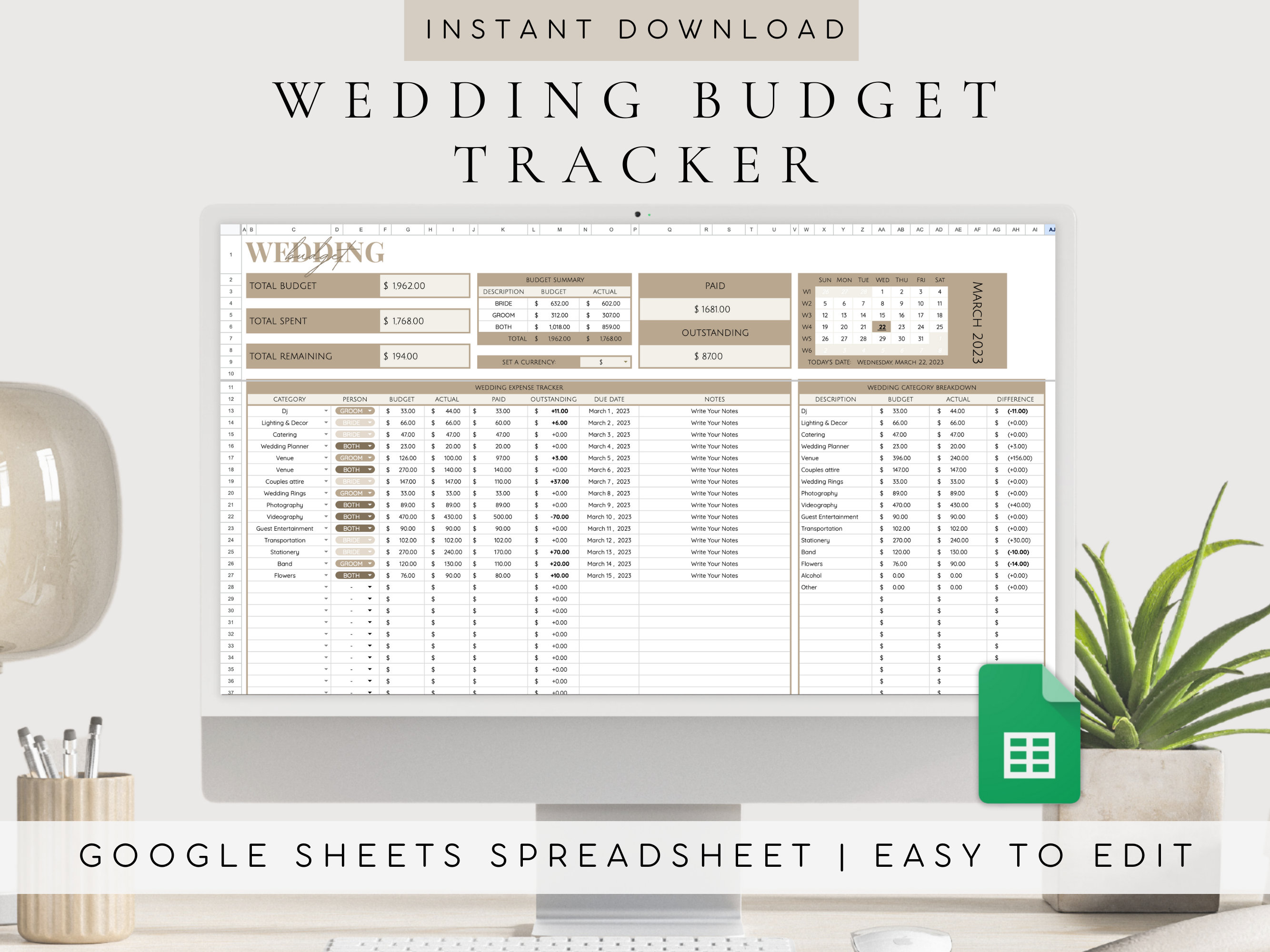 Wedding Budget Spreadsheet Template Google Sheets Wedding - Etsy Wedding Budget Spreadsheet Template Google Sheets Wedding - Etsy