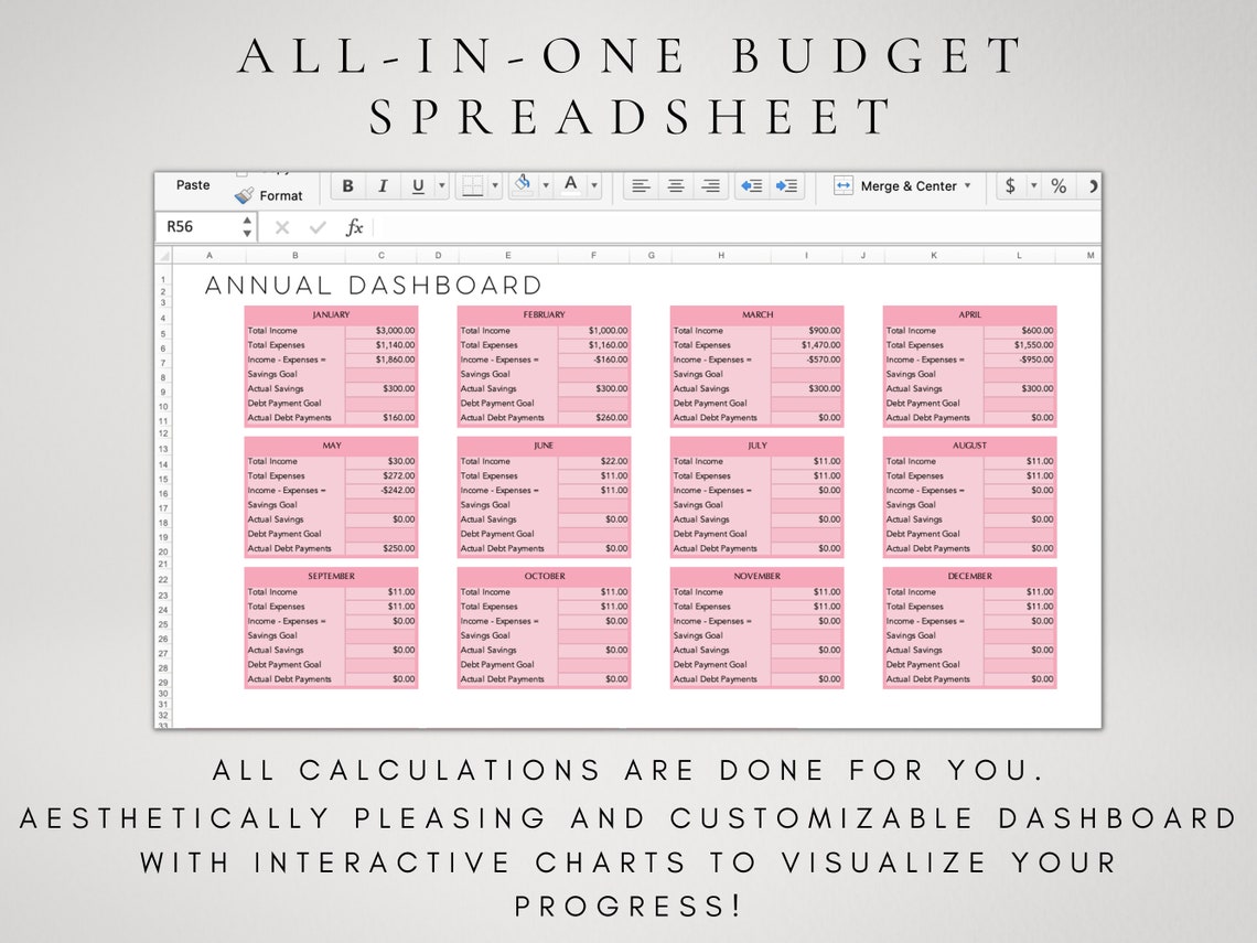 Digital Budget Excel Spreadsheet Financial Dashboard Mega - Etsy
