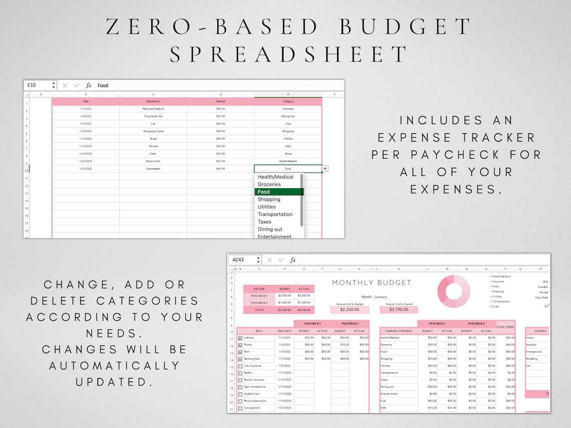 Excel Zero-based Budget Spreadsheet Template Personal - Etsy