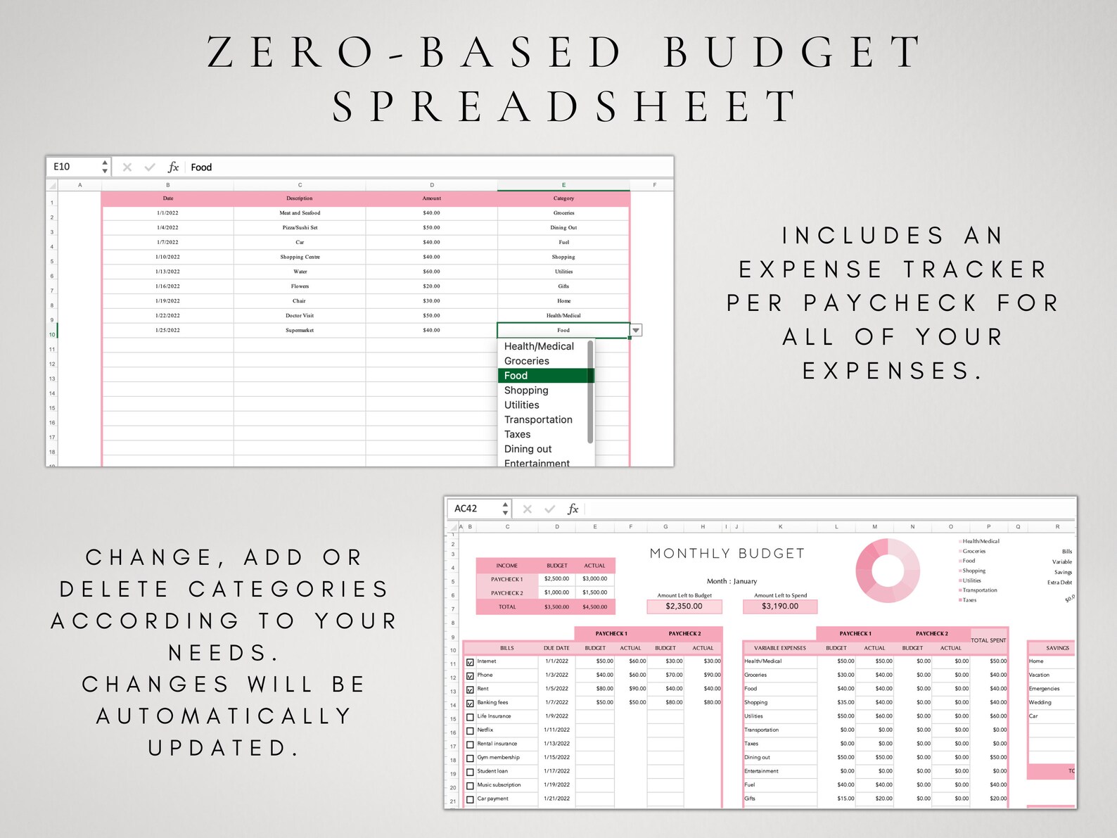 Excel Zero-based Budget Spreadsheet Template Personal - Etsy