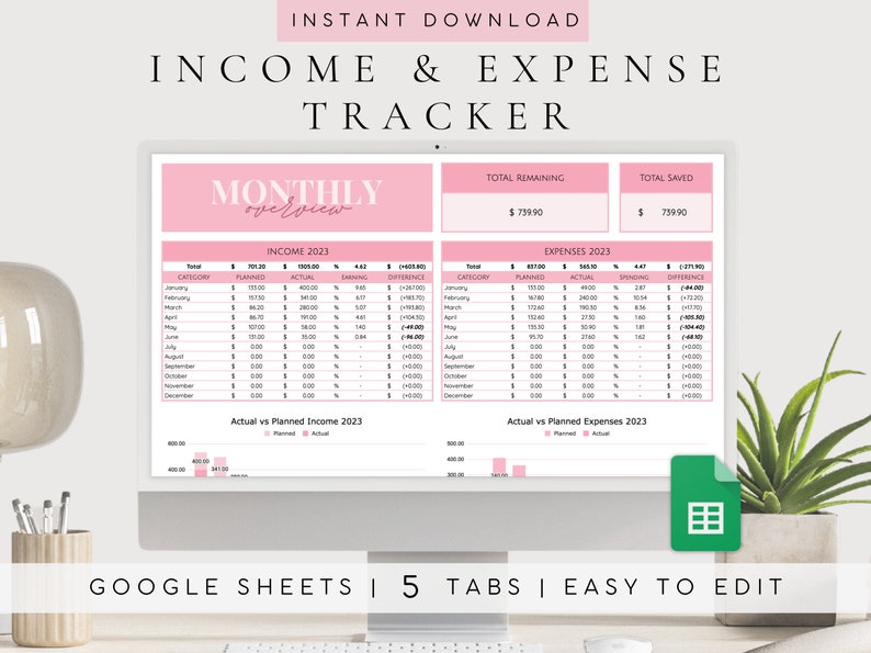 Budget Spreadsheet Google Sheets Digital Financial Planner - Etsy