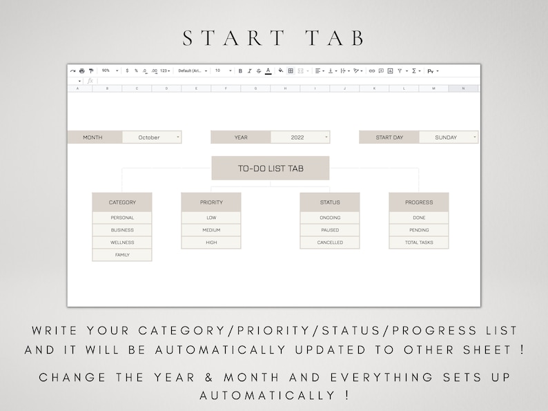 To Do List Template Google Sheets Template Calendar - Etsy