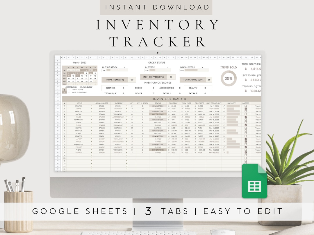Inventory Tracker Spreadsheet Google Sheets | Inventory Management ...