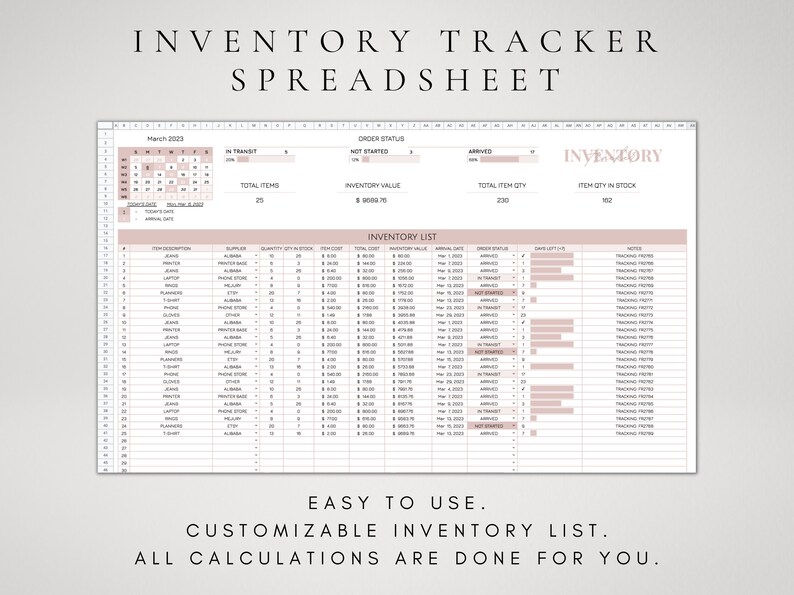 Inventory Tracker Google Spreadsheet Template | Product Inventory ...