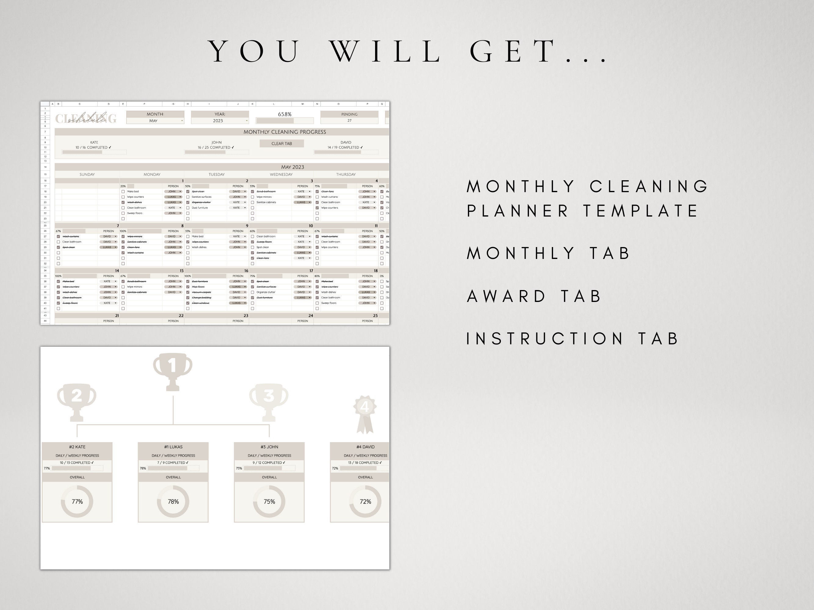 Cleaning Checklist Spreadsheet Template Google Sheets - Etsy