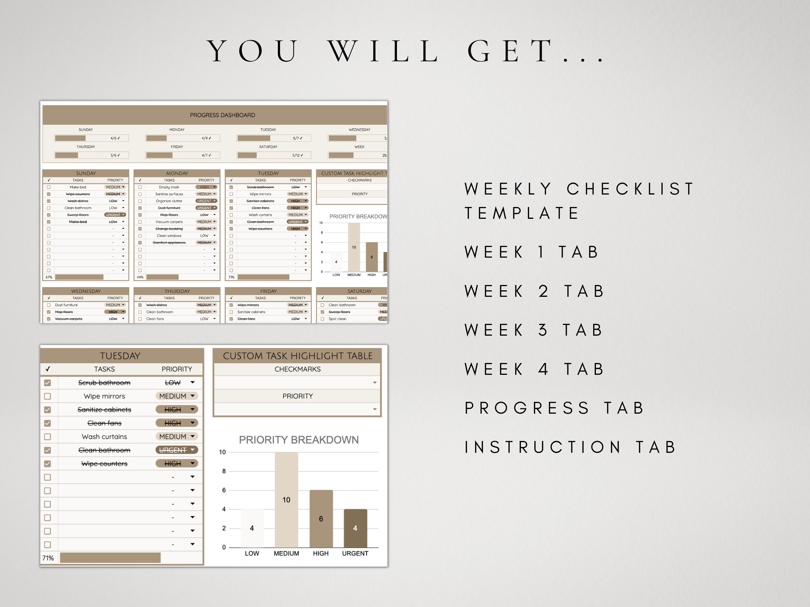 Checklist Template Google Sheets | Daily Planner | Weekly Planner ...