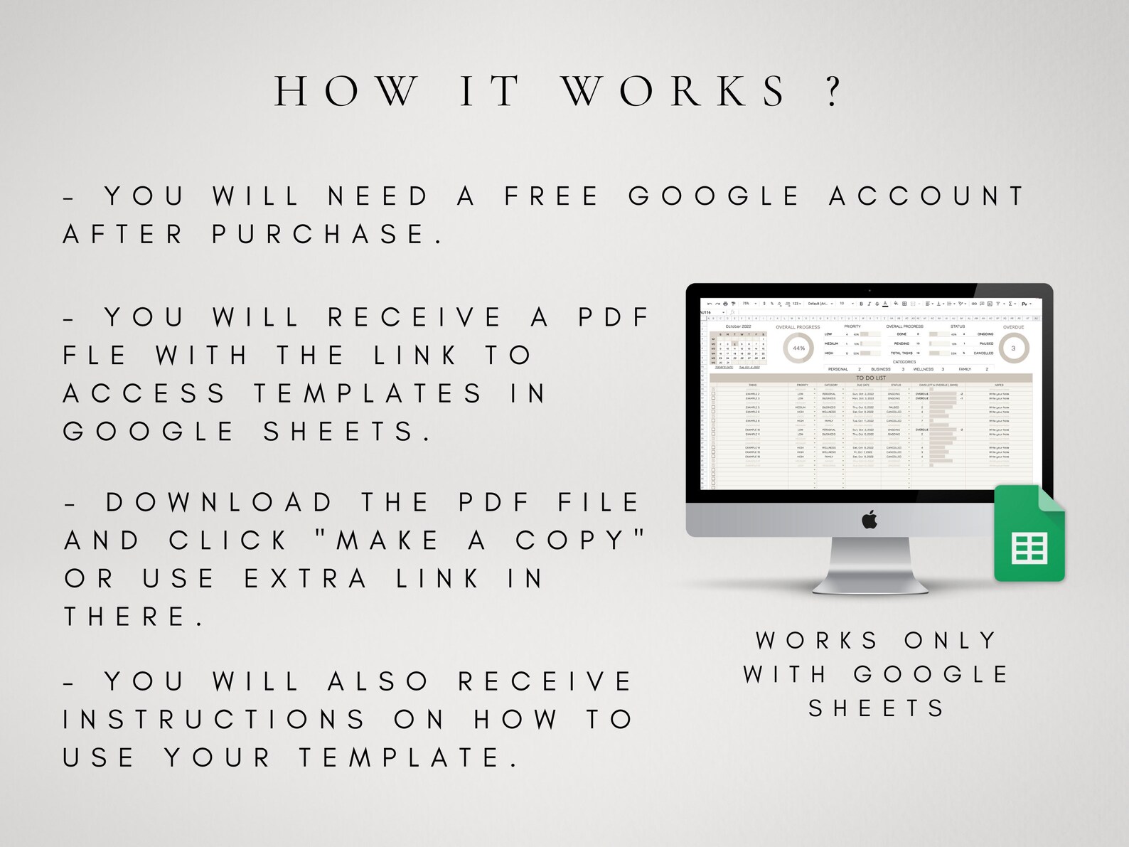 To Do List Template | Google Sheets Template | Calendar Planner ...
