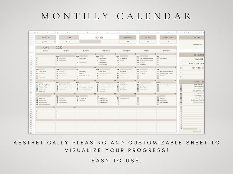 Digital Monthly Calendar 2026 | Google Sheets | Task Planner ...