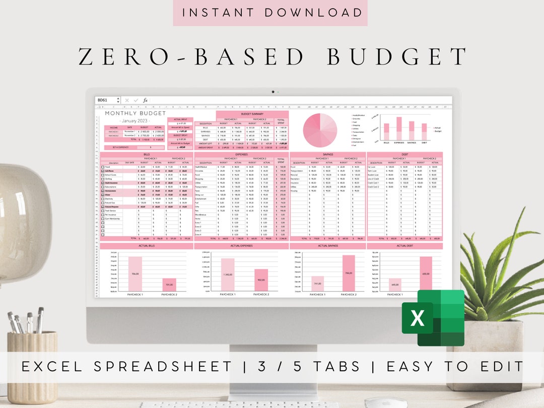 Excel Zero-based Budget Spreadsheet Template | Personal Finance Planner ...